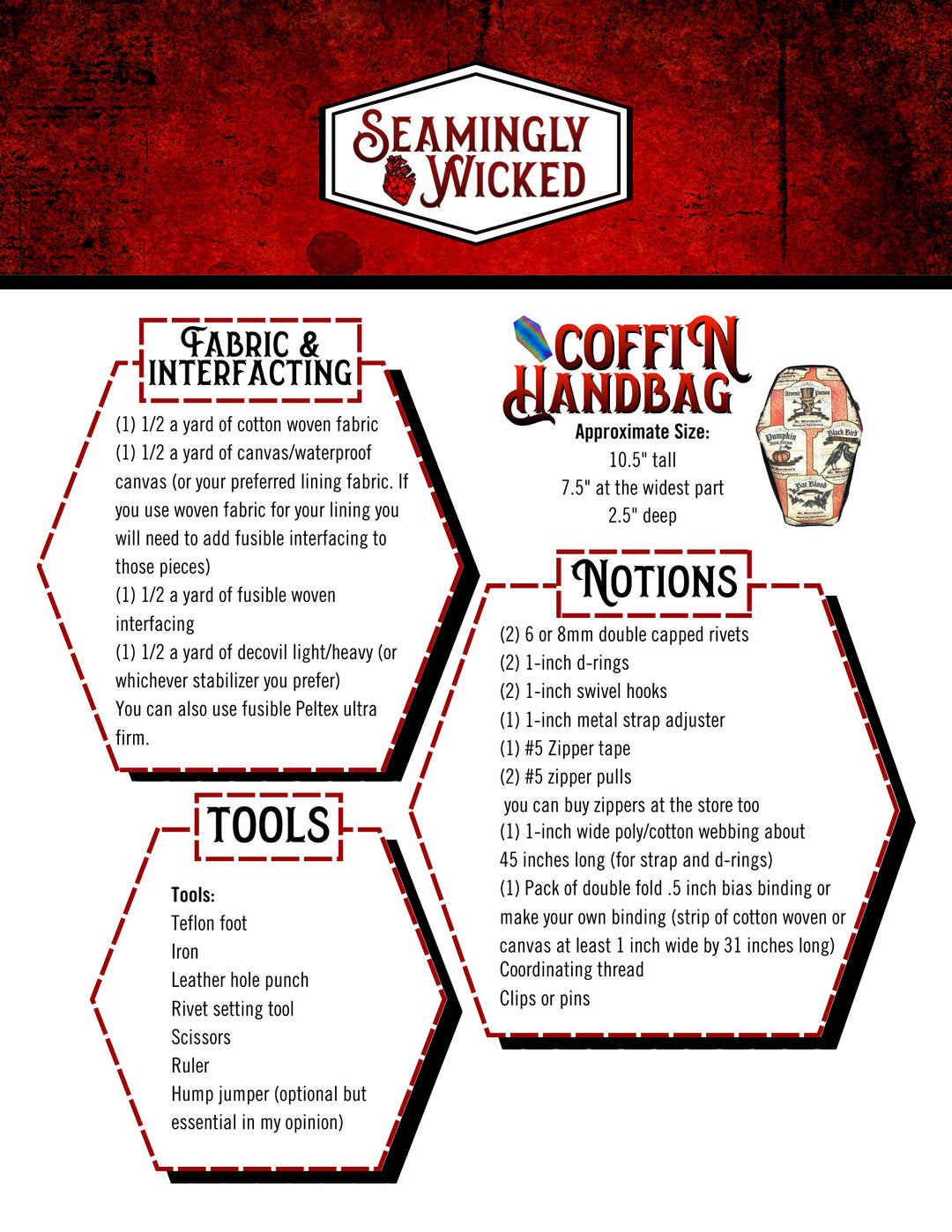Coffin Handbag Sewing Pattern – Seamingly Wicked